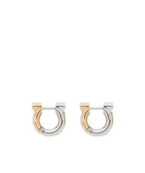 FERRAGAMO Gancini Embellished Hoop Earrings - White