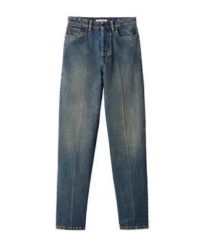 Miu Miu Logo Embroidered High Waist Jeans - Navy
