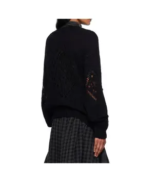 OPEN YY Alpaca Argyle Pointelle Sweater