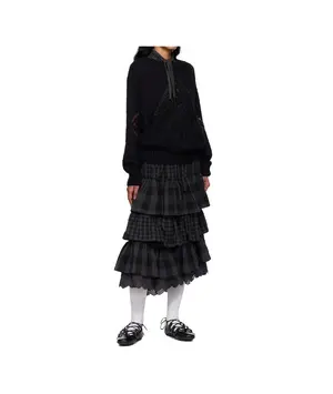 OPEN YY Alpaca Argyle Pointelle Sweater