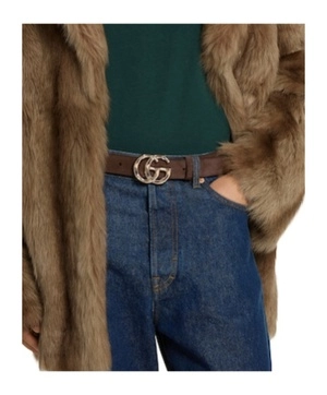 Gucci Gg Marmont Suede Belt With Double G Buckle