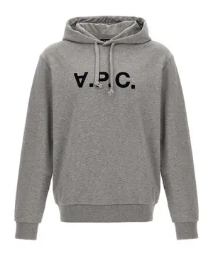 A.p.c. Logo Printed Drawstring Hoodie - Gray