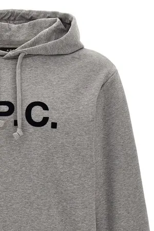 A.p.c. Logo Printed Drawstring Hoodie - Gray