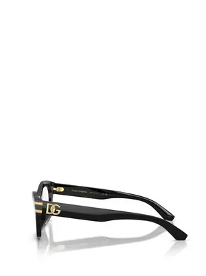 Dolce & Gabbana Dg Logo Plaque Rectangular Eyeglasses - Black