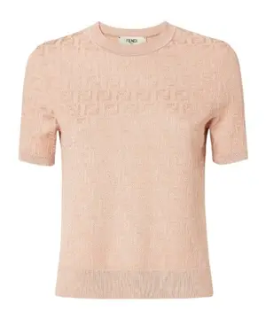 Fendi Micro Ff Ribbed Knit Top