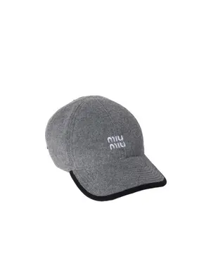 Miu Miu Fleece Baseball Cap With Embroidered Logo - Grey