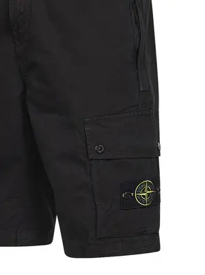 Stone Island Compass Patch Cargo Shorts - Black