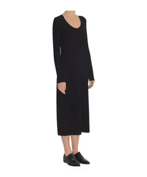Partow Tina Crew Neck Long Sleeve Jersey Midi Dress - Black