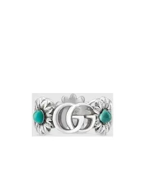 Gucci Double G Flower Ring With Gemstones