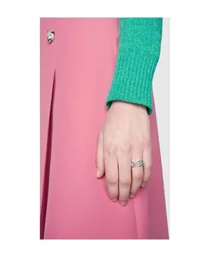 Gucci Double G Flower Ring With Gemstones