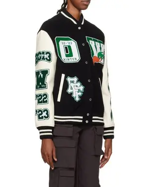 Off-White Embr Patches Embroidered Varsity Jacket