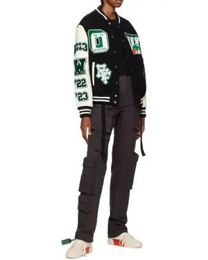 Off-White Embr Patches Embroidered Varsity Jacket