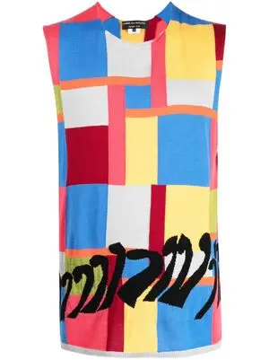 Comme Des Garçons Geometric-print Sleeveless Top - Multicolor