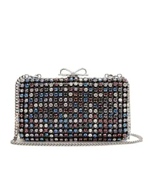 SELF-PORTRAIT Crystal Embellished Chainmail Clutch Bag - Multi Coloured