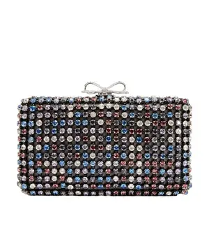 SELF-PORTRAIT Crystal Embellished Chainmail Clutch Bag - Multi Coloured