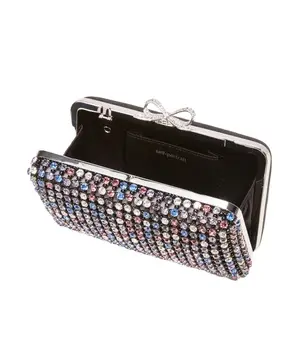SELF-PORTRAIT Crystal Embellished Chainmail Clutch Bag - Multi Coloured