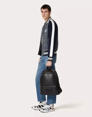 Valentino Garavani Logo Embroidered Zip-up Tweed Bomber Jacket