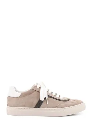 Brunello Cucinelli Bead-embellished Lace-up Sneakers - Nude