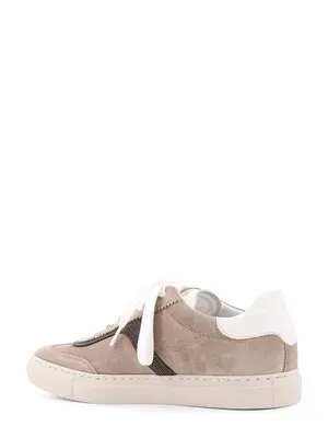 Brunello Cucinelli Bead-embellished Lace-up Sneakers - Nude
