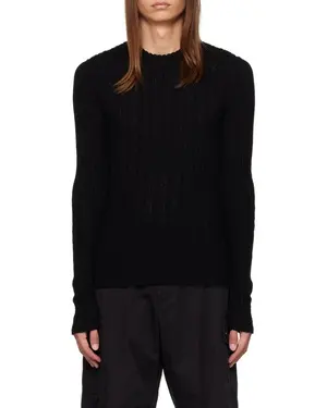 Dolce & Gabbana Ribbed Knit Long Sleeve Jumper - Black