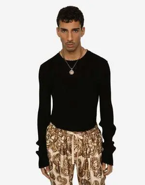 Dolce & Gabbana Ribbed Knit Long Sleeve Jumper - Black