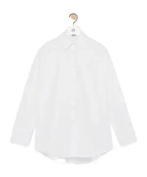 Loewe Cape Effect Shirt With Embroidered Lettering - White