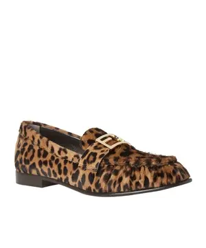 Fendi Baguette Leopard Printed Loafers - Brown