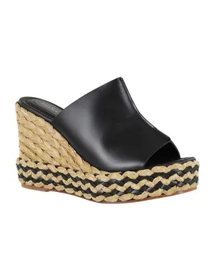 PALOMA BARCELO Ivana Leather Platform Raffia Sandals