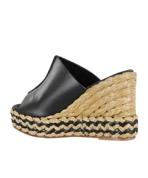 PALOMA BARCELO Ivana Leather Platform Raffia Sandals