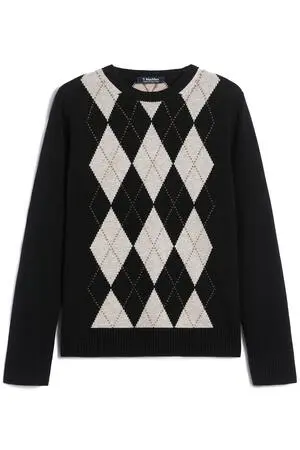 Max Mara Soprano Sweater With Argyle Pattern - Black