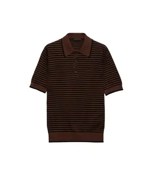 Prada Striped Cotton Polo Shirt - Brown