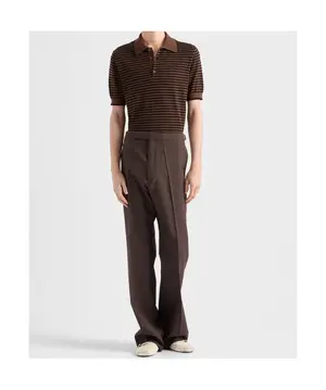 Prada Striped Cotton Polo Shirt - Brown