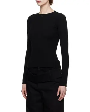 COURREGES Courrèges Ribbed-knit Long Sleeve Jumper - Black