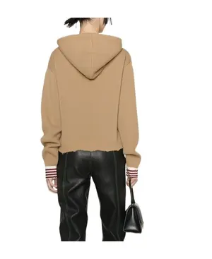 Palm Angels Logo Embroidered Knit Hoodie - Nude