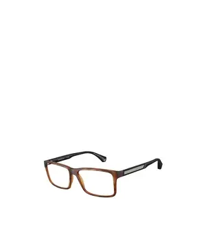 Emporio Armani Rectangular Full Rim Eyeglasses With Logo Detail - Black