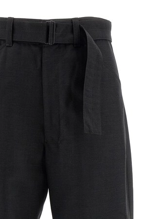 LEMAIRE Belted Tailored Trousers - Coal