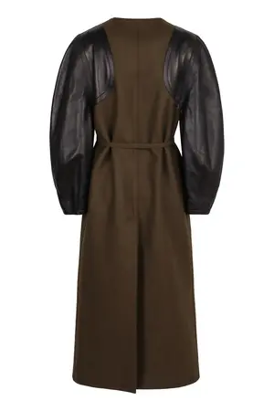 Fendi Single Breasted Belted Panelled Coat - Brown