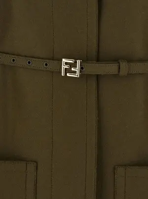 Fendi Single Breasted Belted Panelled Coat - Brown