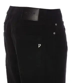 DONDUP Mid-rise Cropped Corduroy Trousers With Button Detail - Black