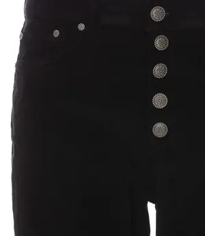 DONDUP Mid-rise Cropped Corduroy Trousers With Button Detail - Black