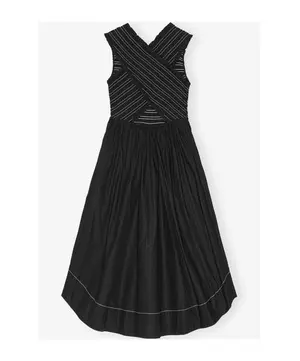 GANNI Washed Stretch Smock Midi Dress - Black