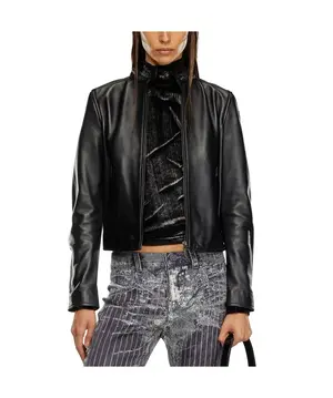 DIESEL® L-ayla Zipped Leather Biker Jacket