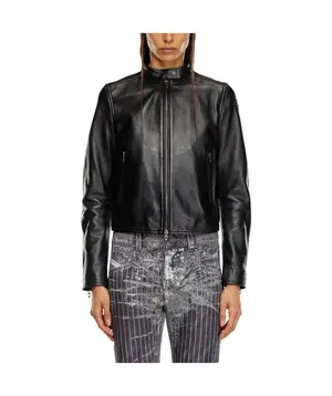 DIESEL® L-ayla Zipped Leather Biker Jacket