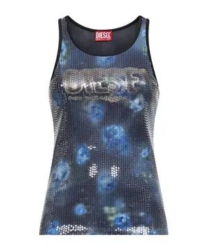 DIESEL® T-unky Top With All-over Sequins And Floral Print