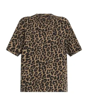 ANINE BING Leopard Print Crewneck T-shirt - Black