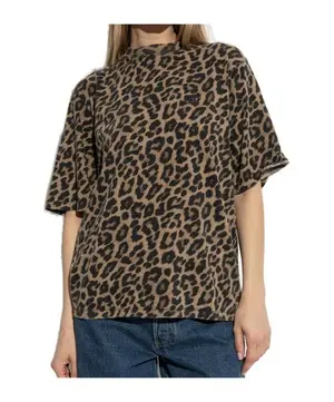 ANINE BING Leopard Print Oversized T-shirt - Black