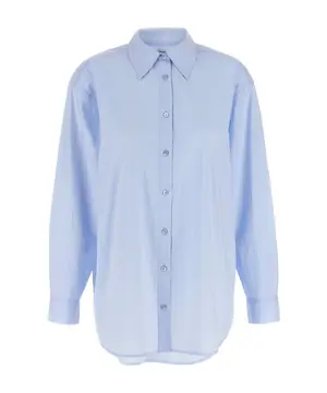 TOTEME Cotton Shirt With Lapel Collar And Button Closure - Blue