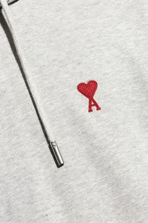AMI Paris De Coeur Drawstring Hoodie - White