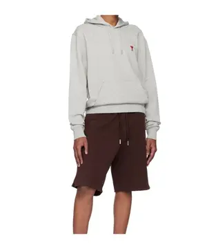 AMI Paris De Coeur Drawstring Hoodie - White