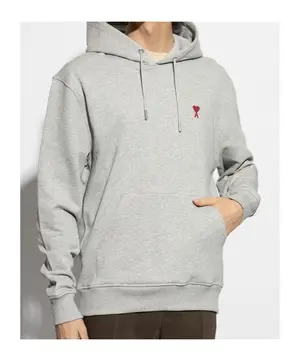 AMI Paris De Coeur Drawstring Hoodie - White